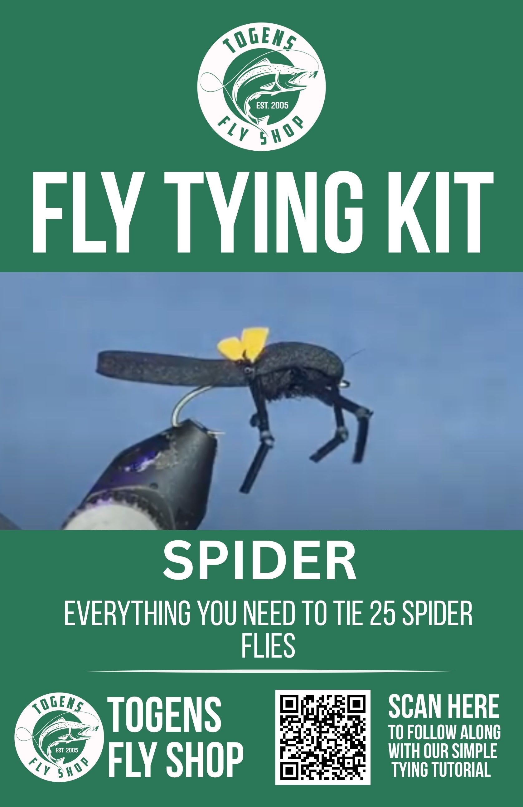 Spider Fly Tying Kit – Size #6 Topwater Pattern (Foam & Sili Legs, Tie ...